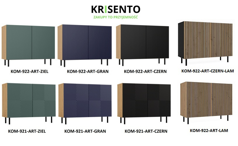 Komoda dwudrzwiowa KOM-922-ART-CZERN-LAM | Krisento